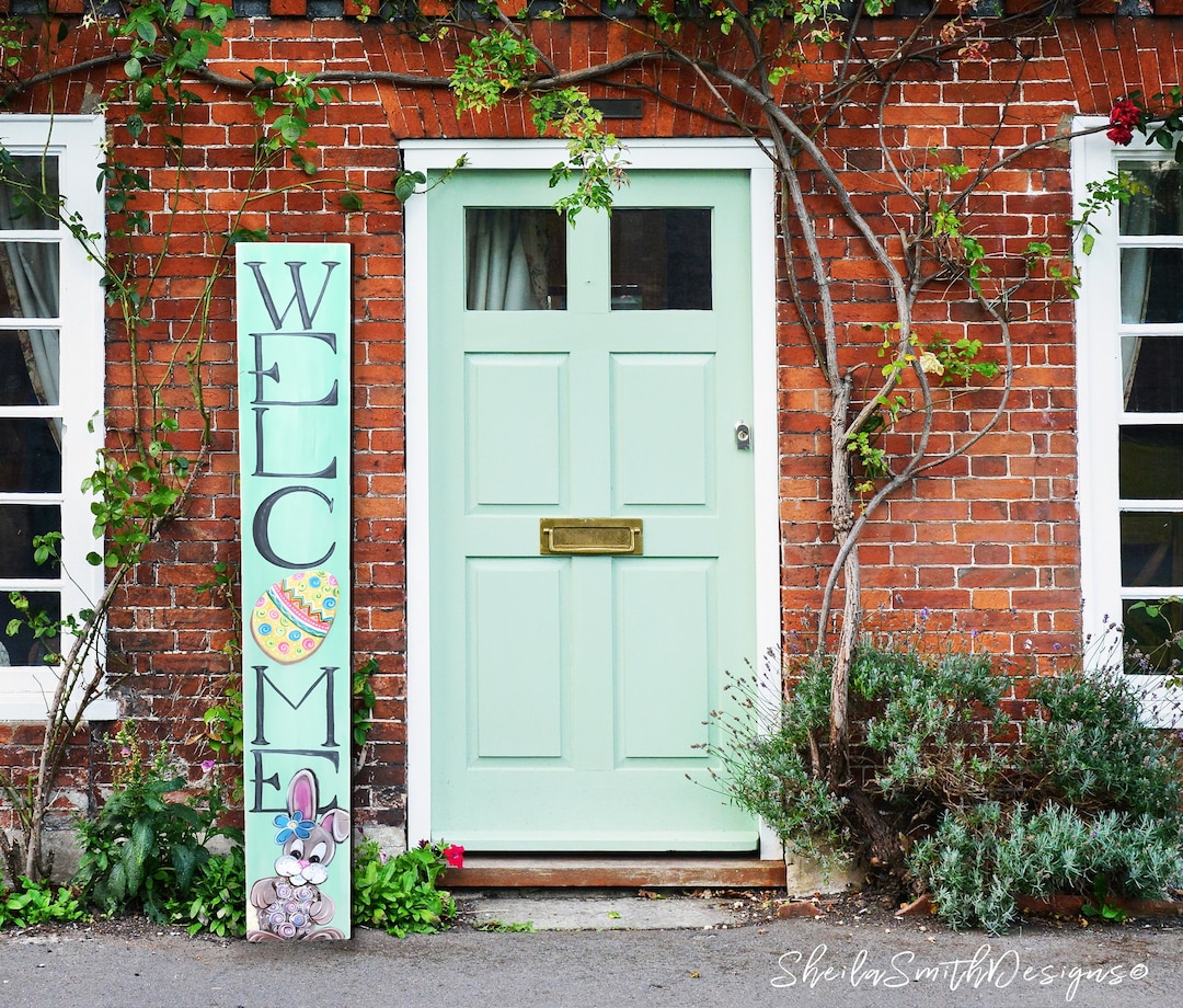 EASTER WELCOME SIGN, Easter Wood Welcome Sign, Vertical Front Door ...