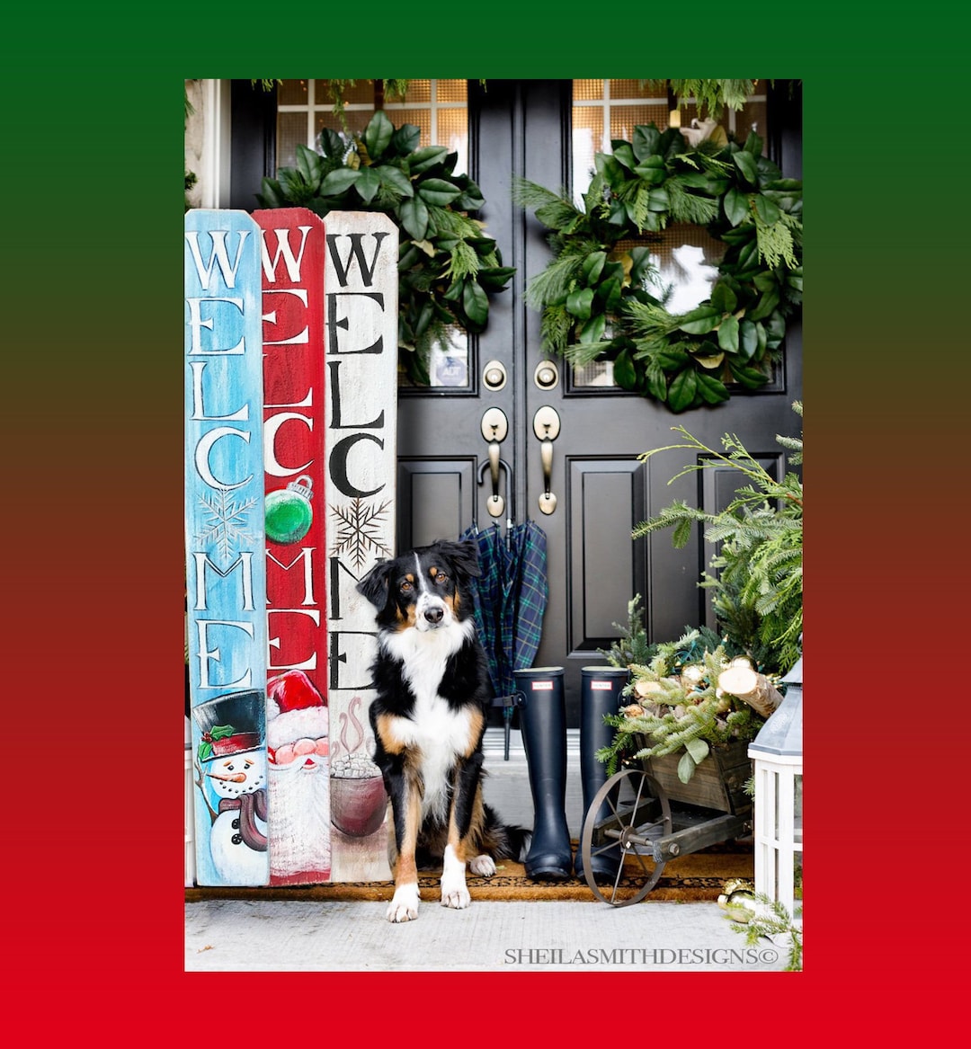 CHRISTMAS Welcome SIGN, Winter WELCOME Sign, Snowman Welcome Sign ...