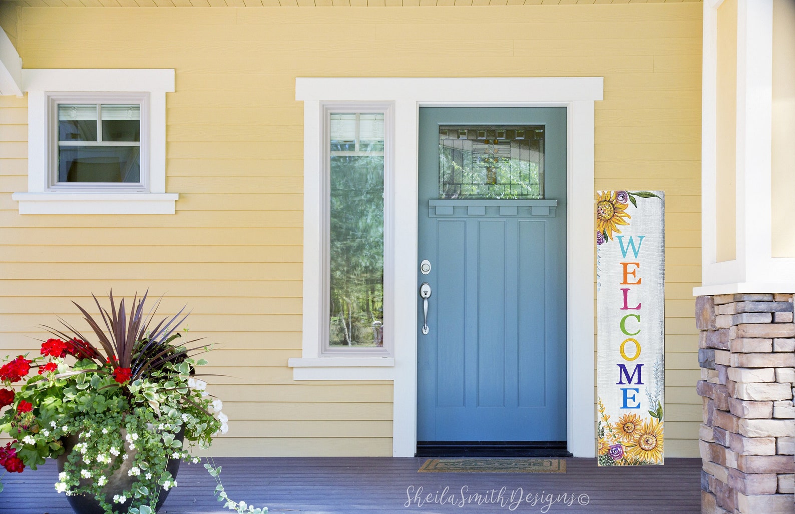 Summer Sign, Porch Sign, Spring Wood Welcome Sign, Vertical Front Door ...