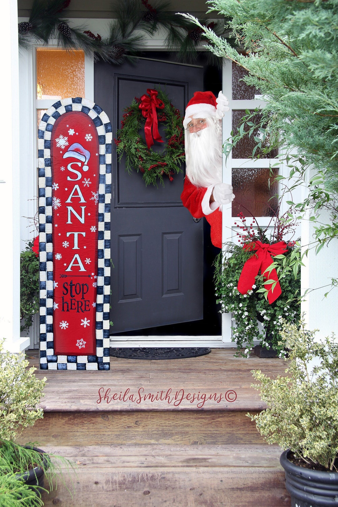Santa Stop Here Sign, Christmas Sign, Santa Sign, Christmas Decoration ...