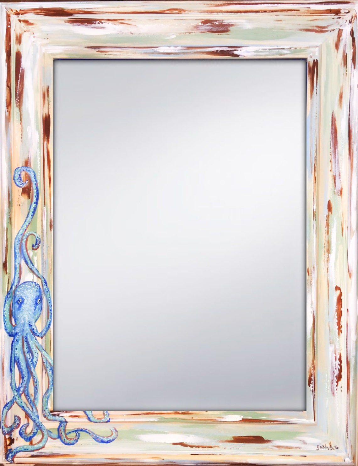 Hand Painted Octopus Mirror Beach Mirror Beach Decor Beach - Etsy