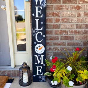 Snowman Winter Welcome Sign, Snowman Decor, Winter Sign, Welcome Sign ...