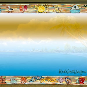 Hand Painted Beach Themed Mirror, Beach Mirror, Beach Decor, Beach ...