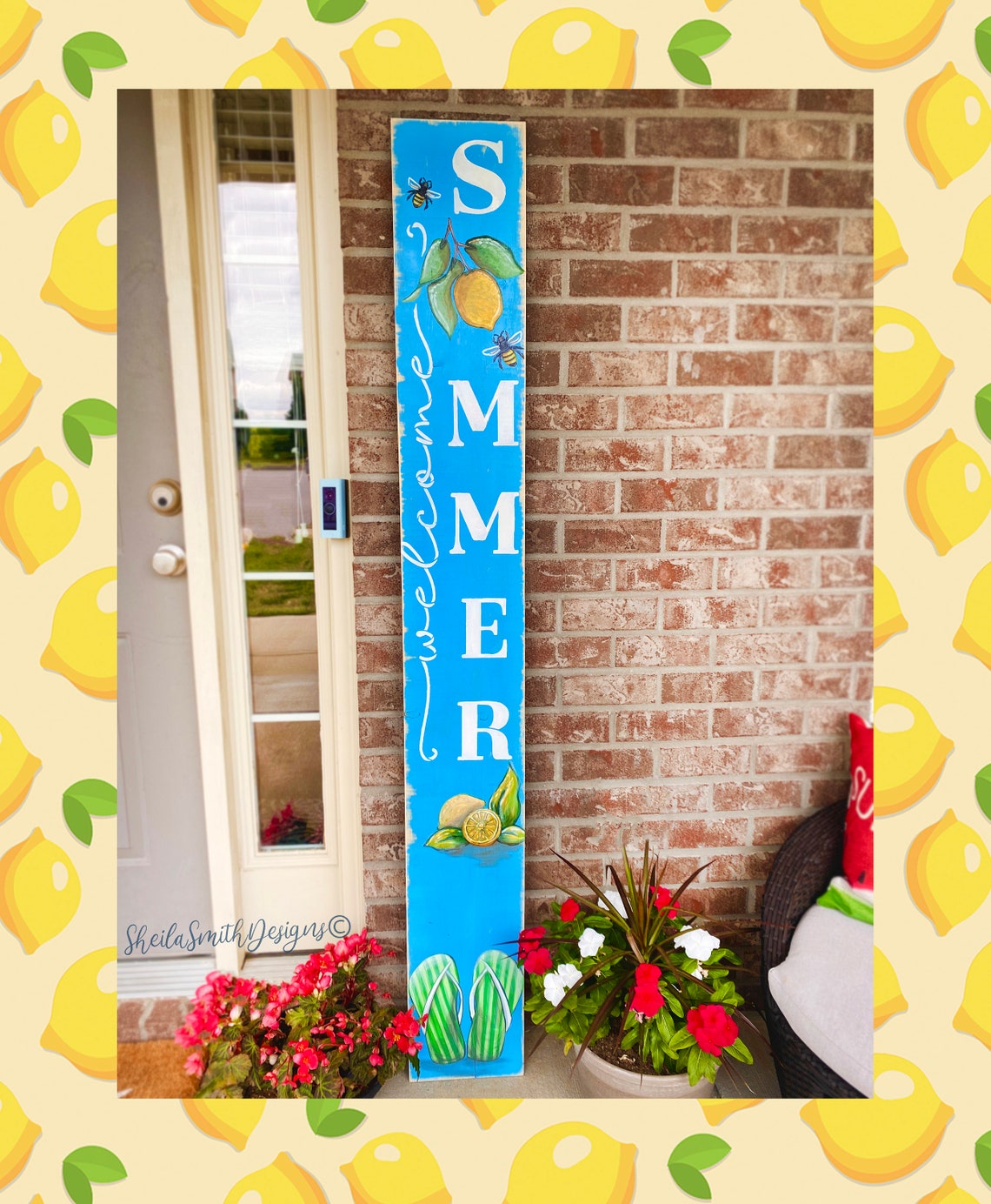 Front Porch Welcome Sign, Lemon Summer Sign, Summer and Spring Wood ...