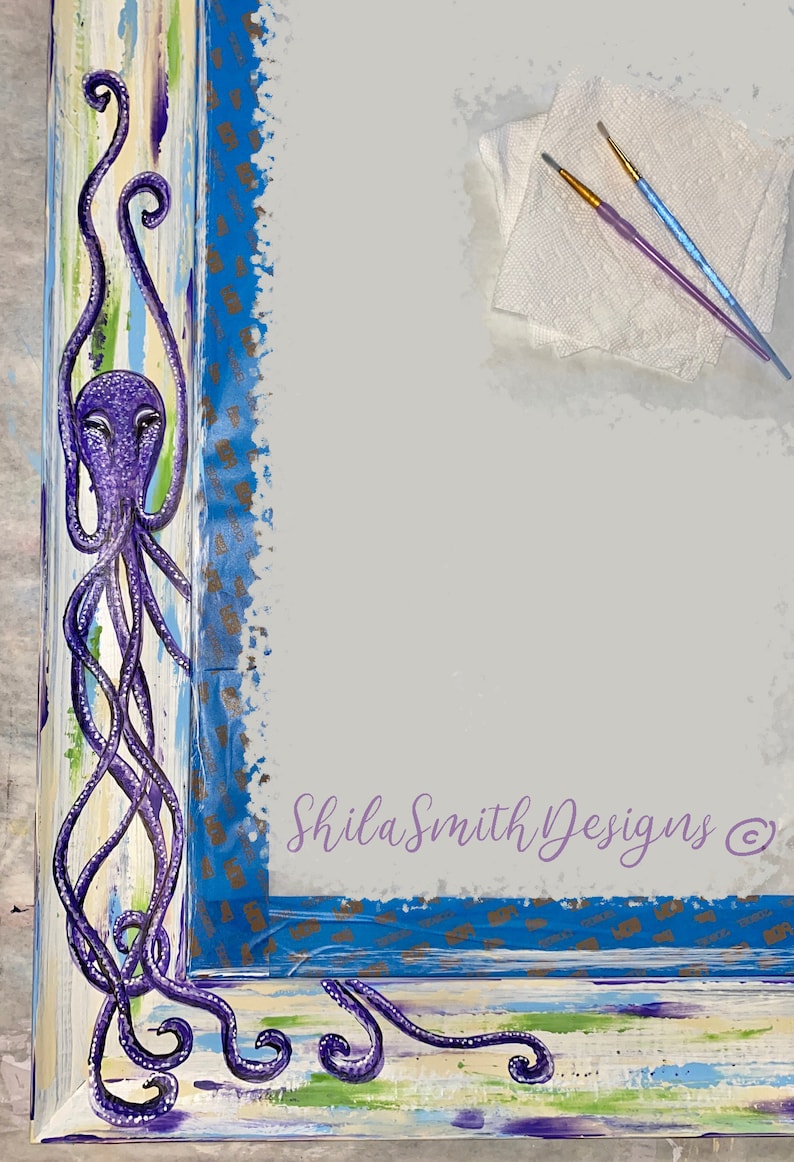 Hand Painted Octopus Mirror Beach Mirror Beach Decor Beach - Etsy