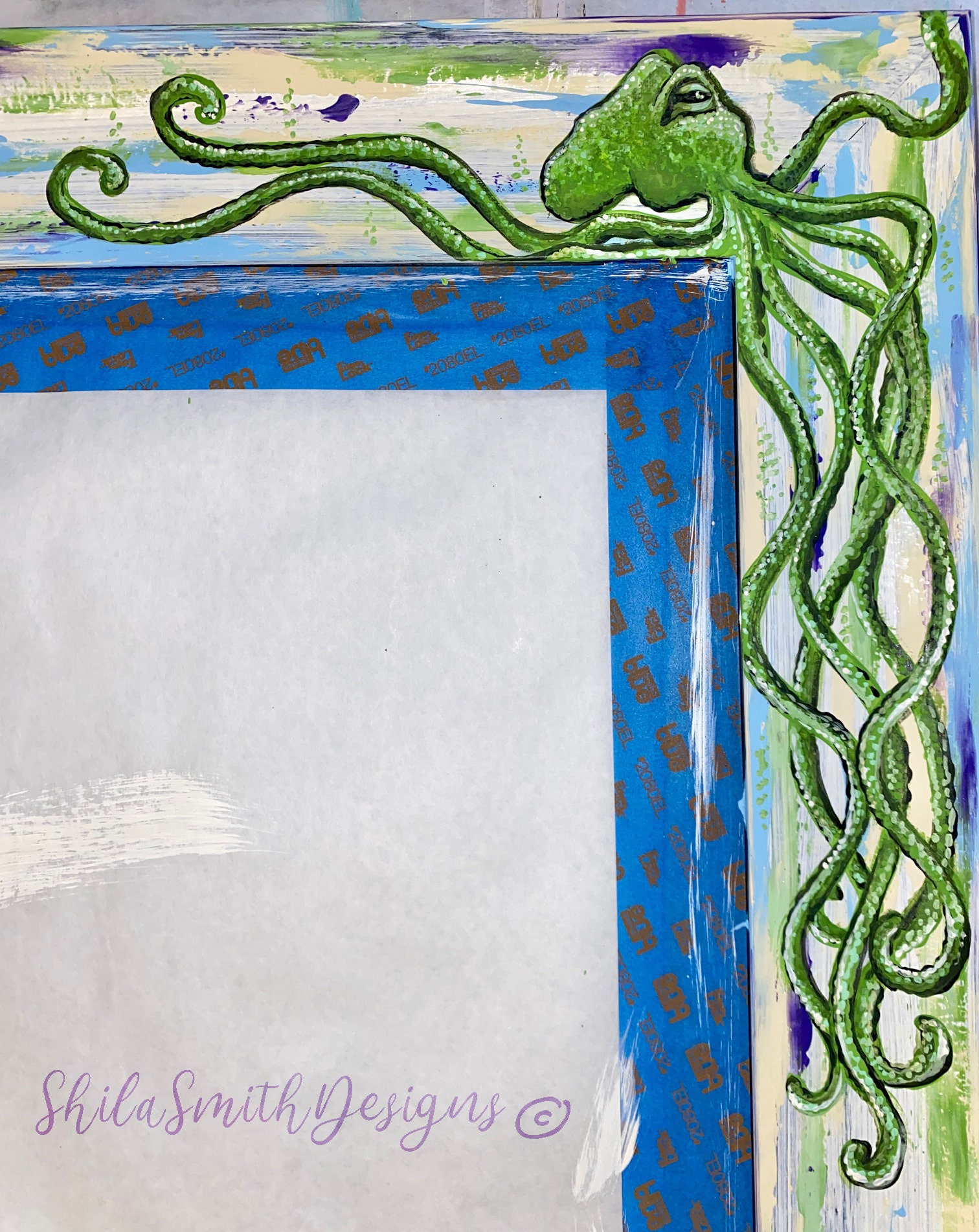 Hand Painted Octopus Mirror, Beach Mirror, Beach Decor, Beach House Art ...