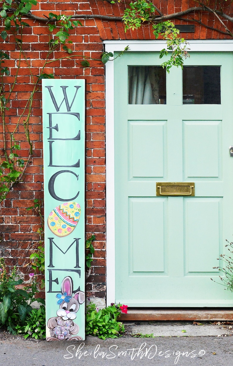 EASTER WELCOME SIGN, Easter Wood Welcome Sign, Vertical Front Door ...