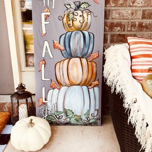 Happy Fall Y'all Pumpkin Sign, Fall Welcome Sign, Pumpkin Vertical ...