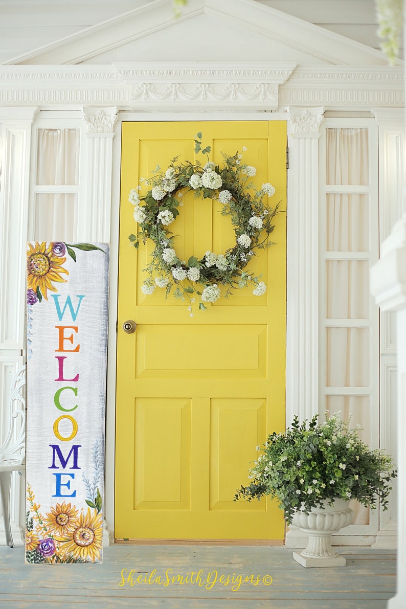 Summer Sign, Porch Sign, Spring Wood Welcome Sign, Vertical Front Door ...
