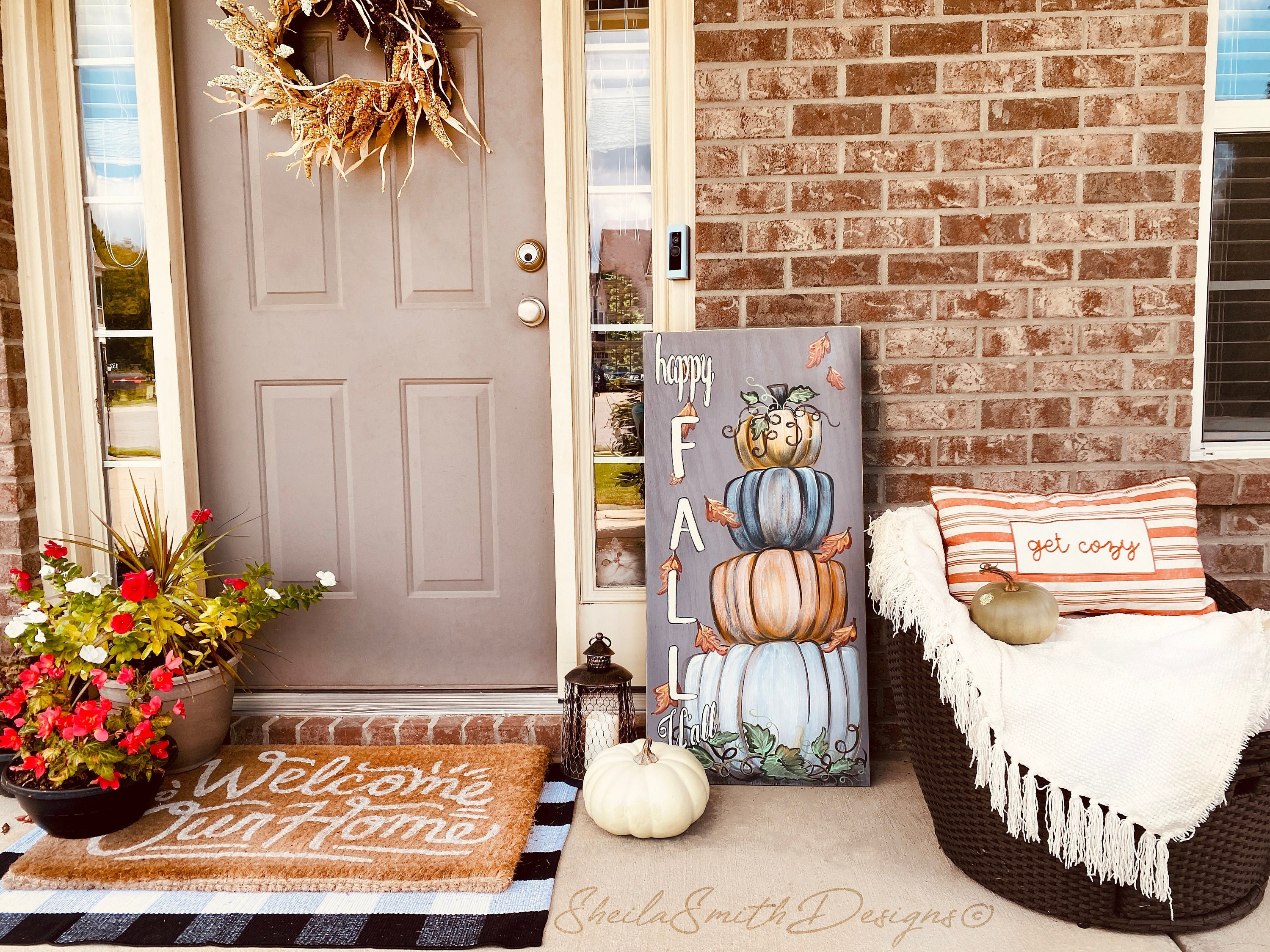 Happy Fall Y'all Pumpkin Sign, Fall Welcome Sign, Pumpkin Vertical ...