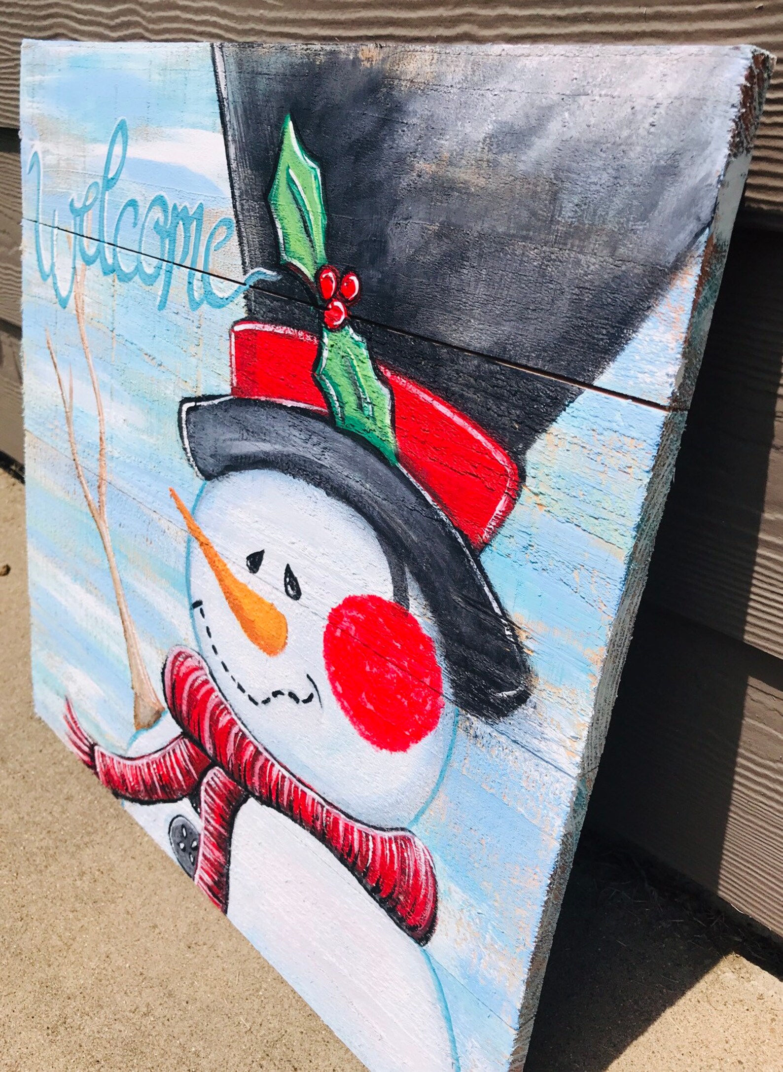 Snowman Welcome Sign, Welcome Sign, Snowman Decor, Christmas Decor ...