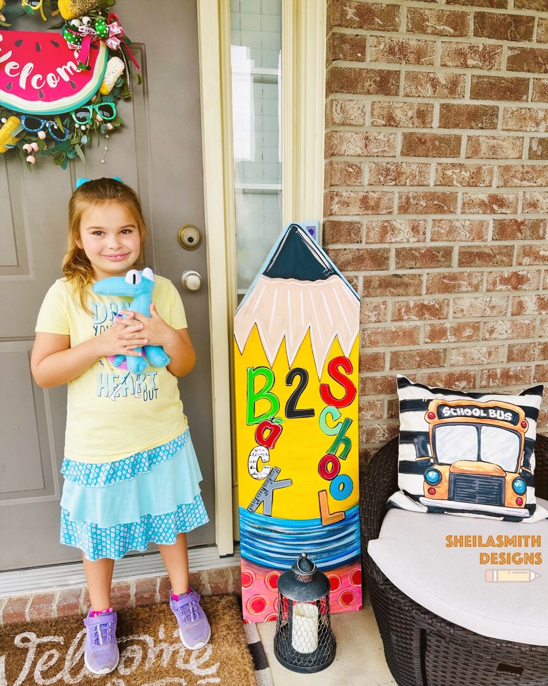Back to School Sign, Front Porch Sign, Front Door Sign, School Pencil ...