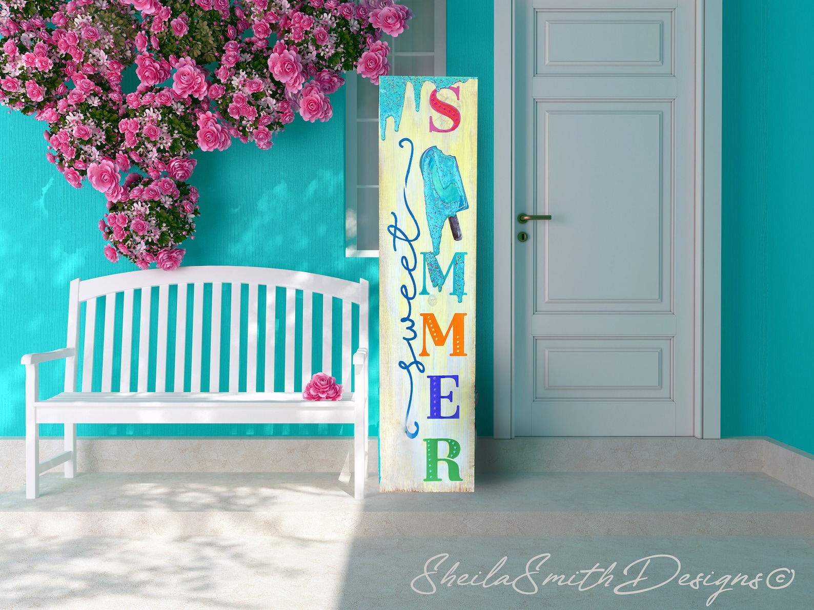 WELCOME SIGN, FUN Sweet Summer Popsicle Sign, Vertical Front Door ...