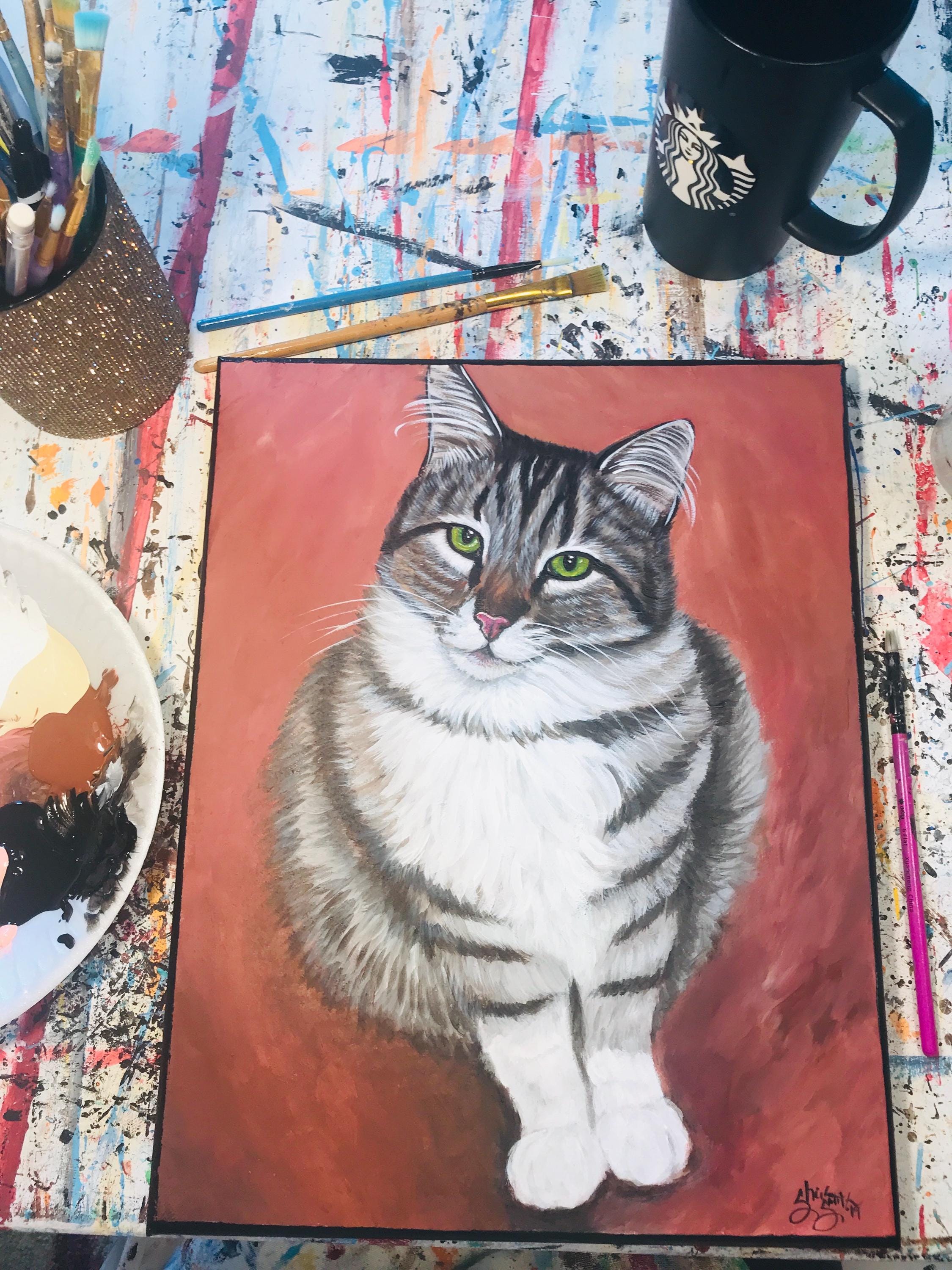 Cat Portrait, Commission / Custom Pet Portrait, Personal Kitty Painting ...