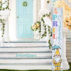 April Showers Spring Sign, Spring Welcome Sign, Gnome Decor, Front ...