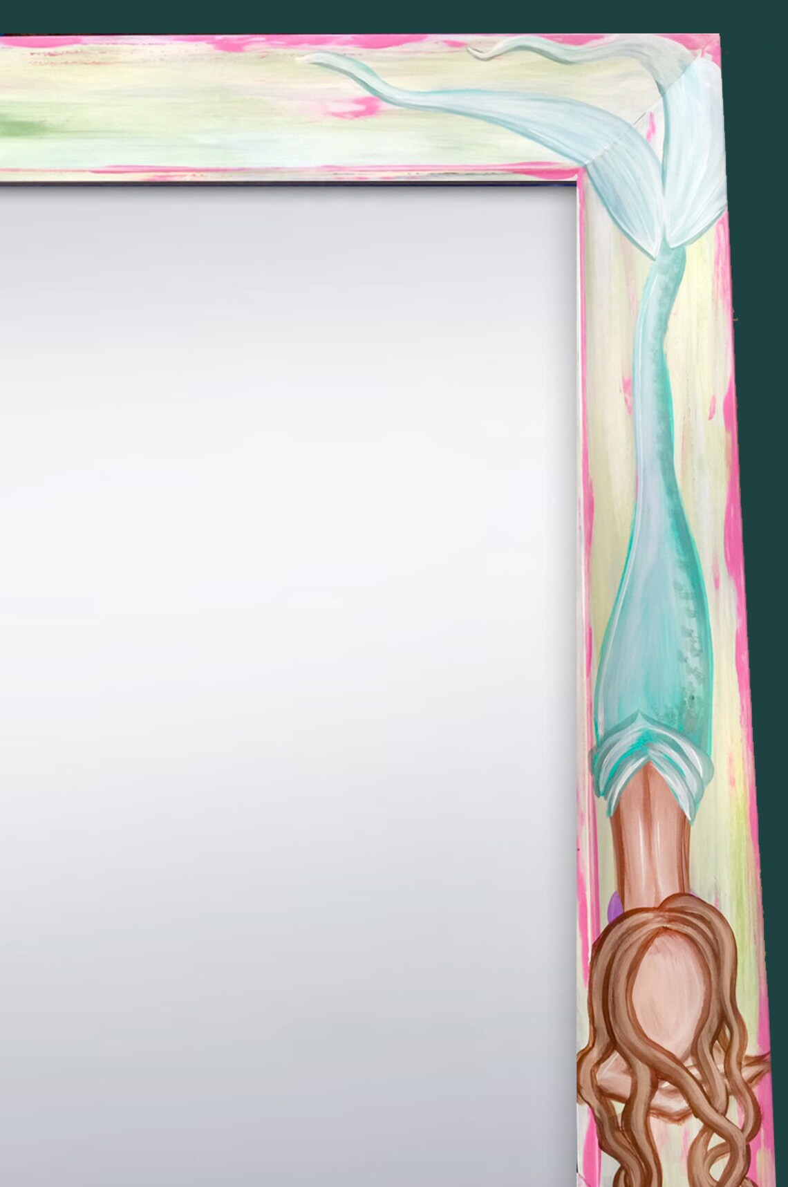 Beautiful Big Painted Mermaid Mirror, Beach Mirror, Beach Decor, Beach ...