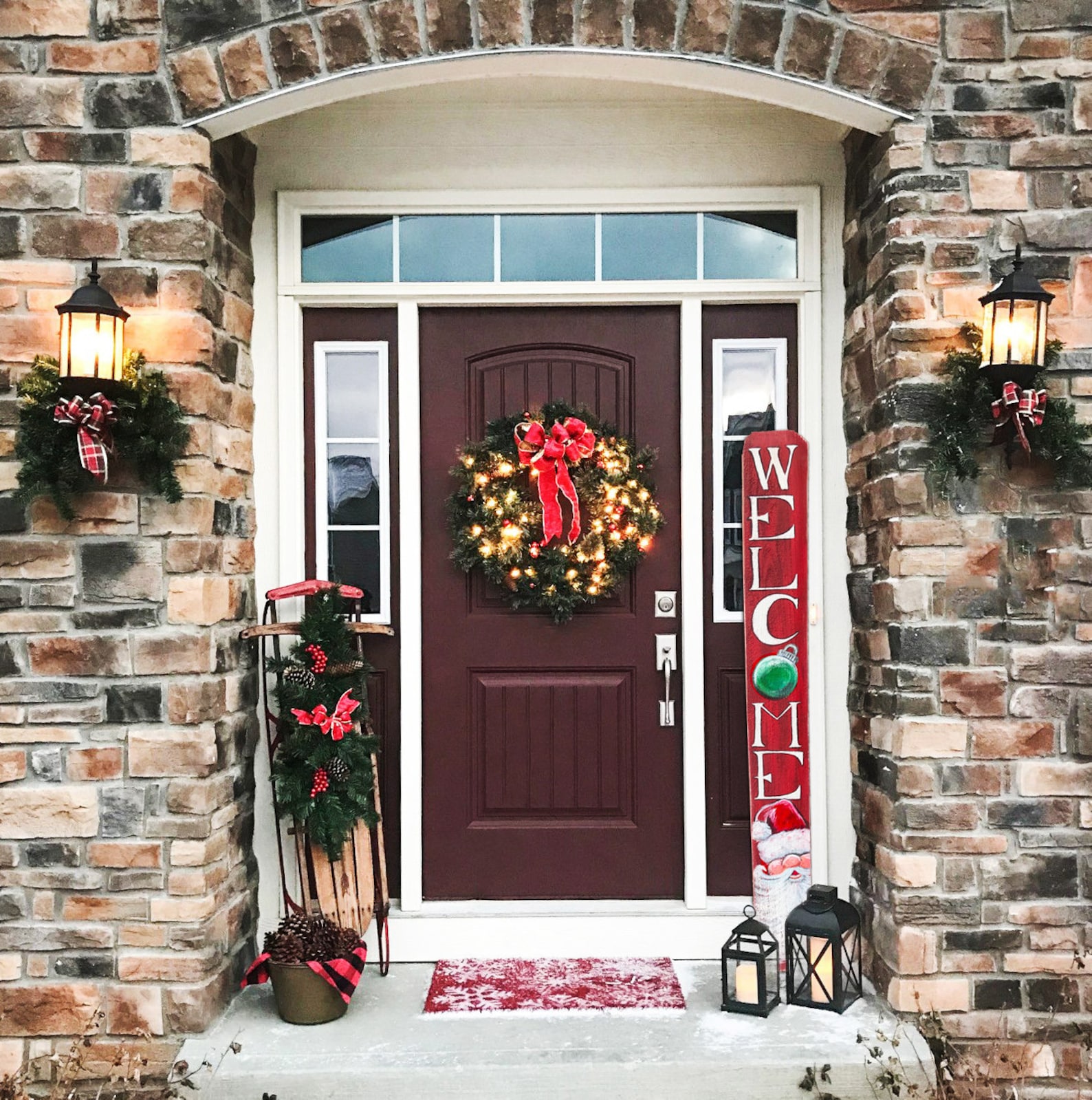 CHRISTMAS Welcome SIGN, Winter WELCOME Sign, Snowman Welcome Sign ...
