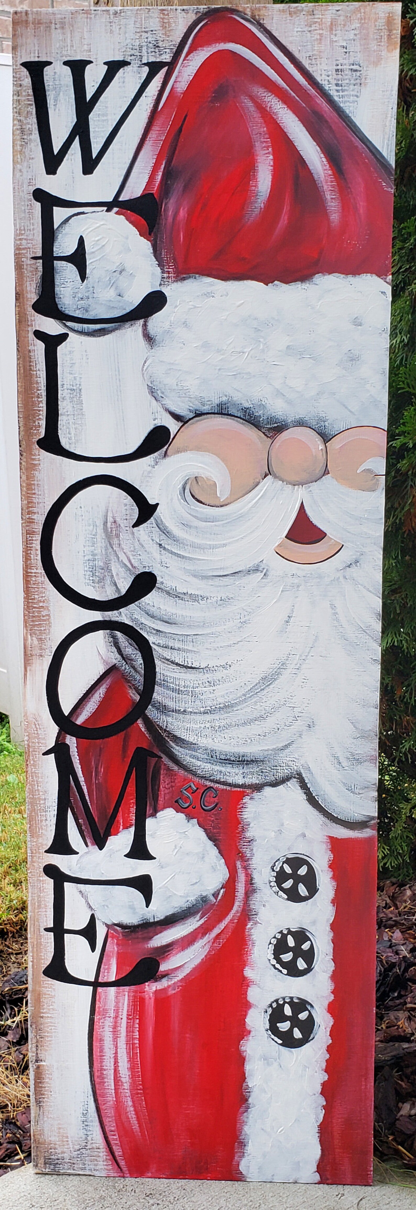 Winter Welcome Santa Sign Santa Sign Vertical Front Door - Etsy