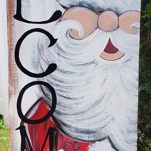 Winter Welcome Santa Sign, Santa Sign, Vertical Front Door Sign ...