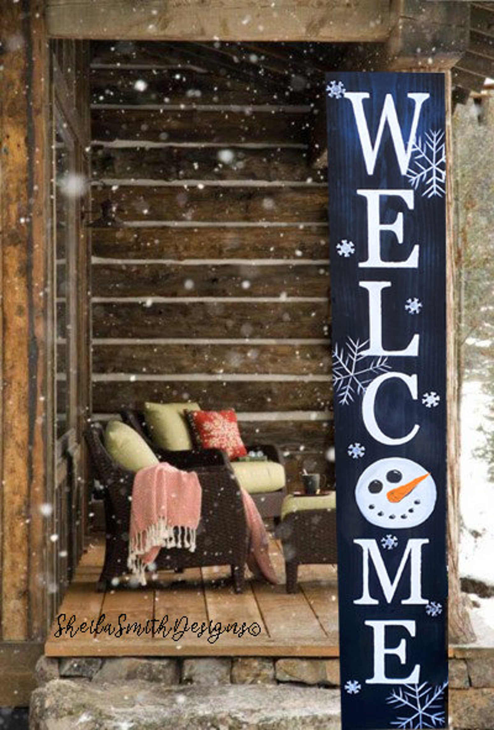 Snowman Winter Welcome Sign, Snowman Decor, Winter Sign, Welcome Sign ...