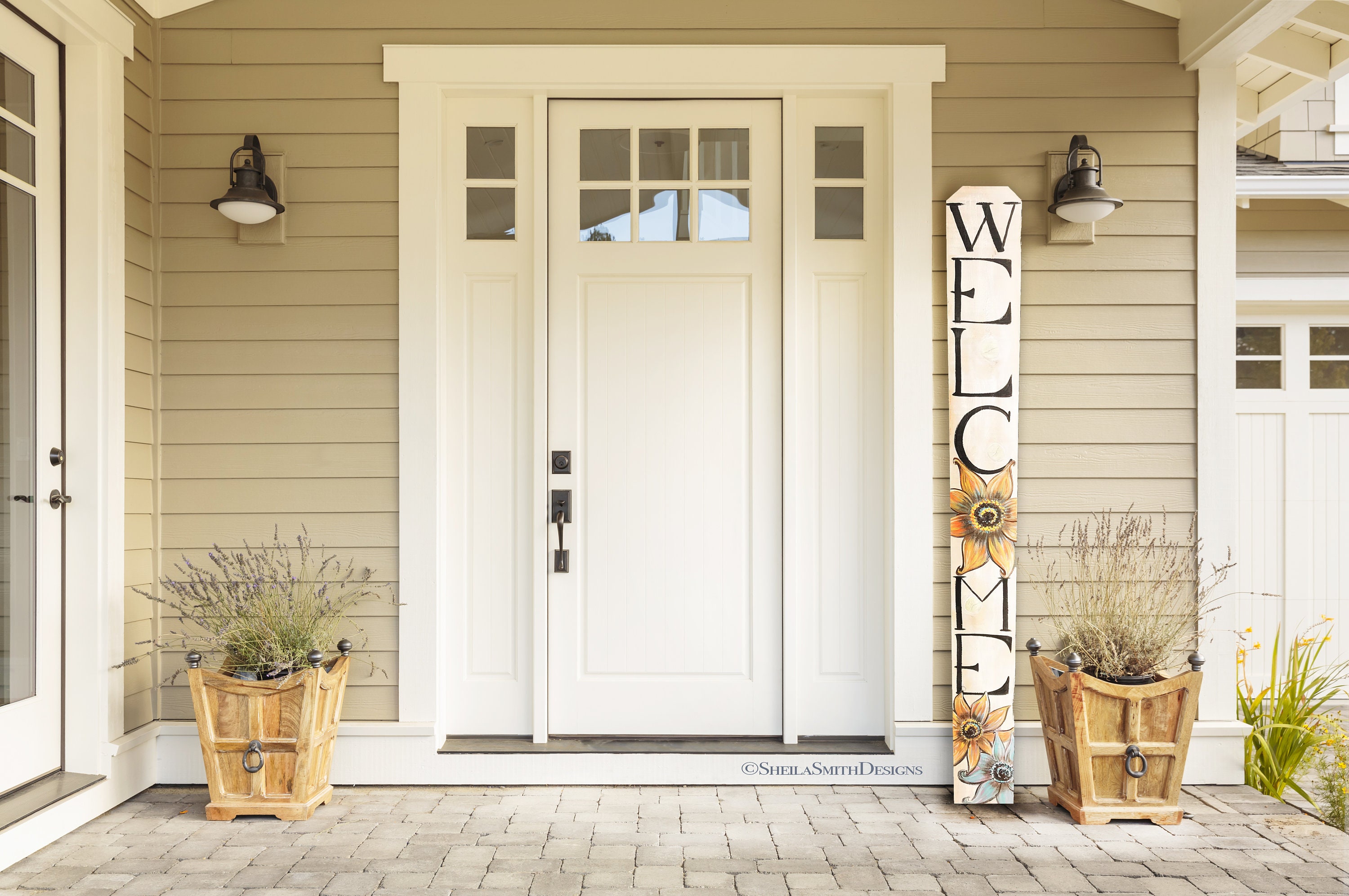 WELCOME SIGN, Spring Wood Welcome Sign, Summer Vertical Front Door ...