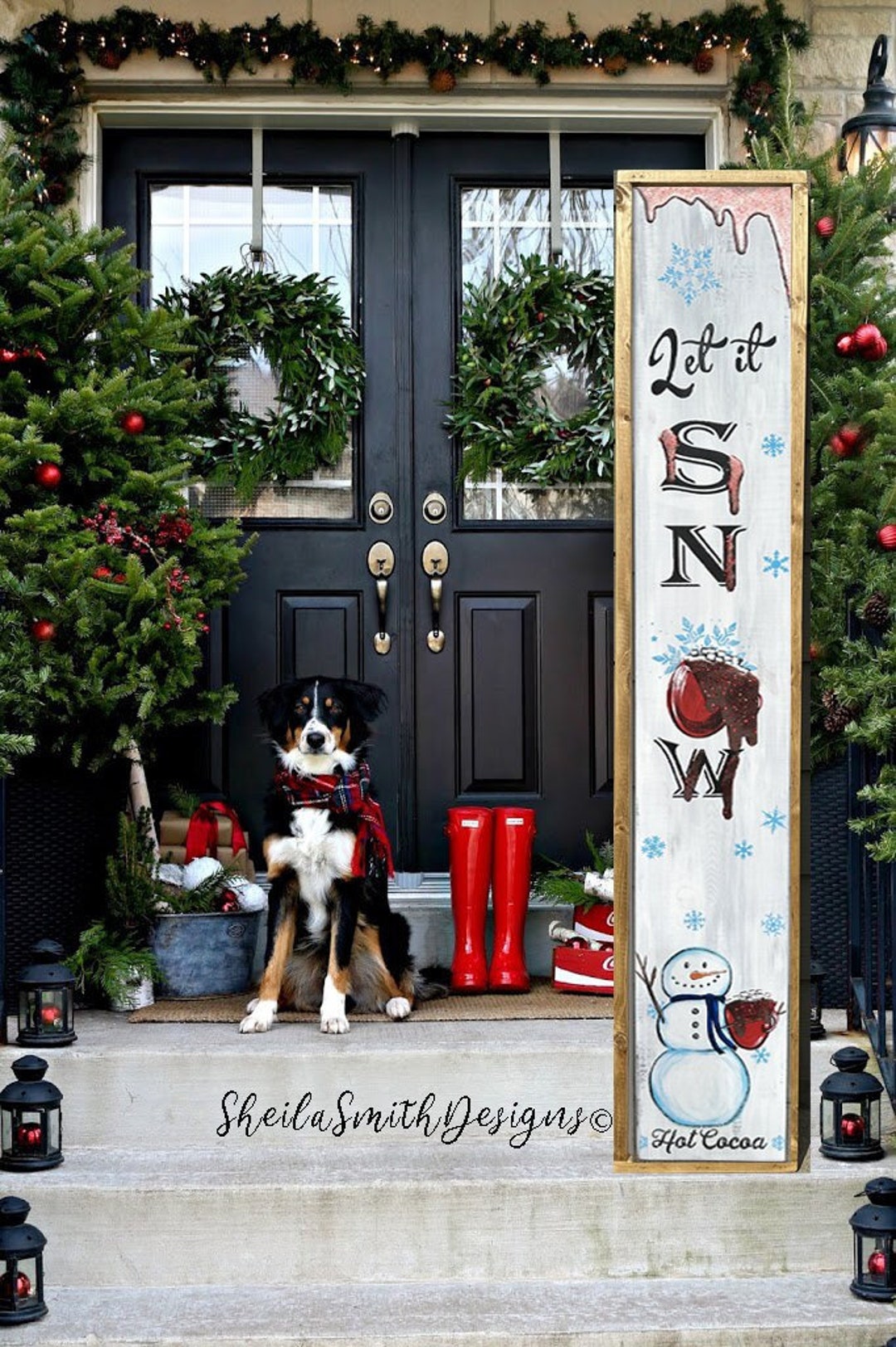 Let It Snow, Let It Snow Sign, Winter Porch Sign, Front Door Sign, Let ...