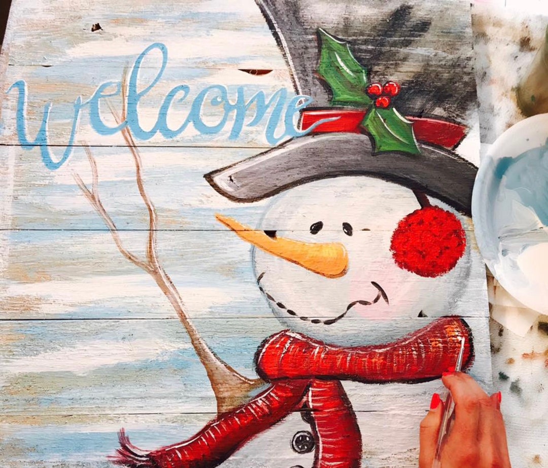 Snowman Welcome Sign, Welcome Sign, Snowman Decor, Christmas Decor ...