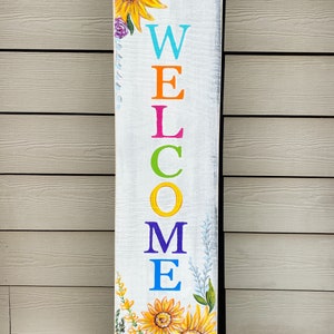 Summer Sign, Porch Sign, Spring Wood Welcome Sign, Vertical Front Door ...