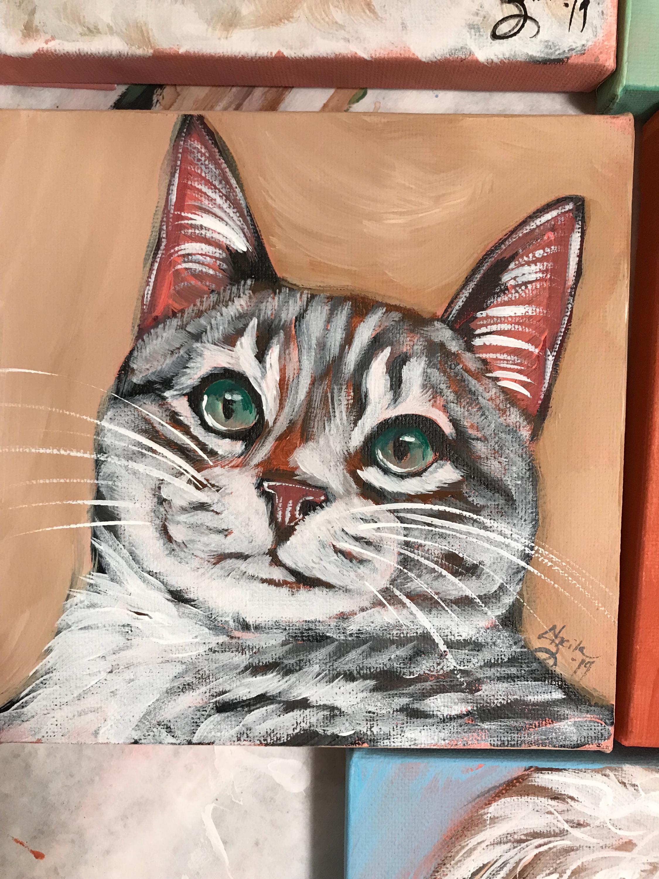 Cat Portrait, Commission / Custom Pet Portrait, Personal Kitty Painting ...