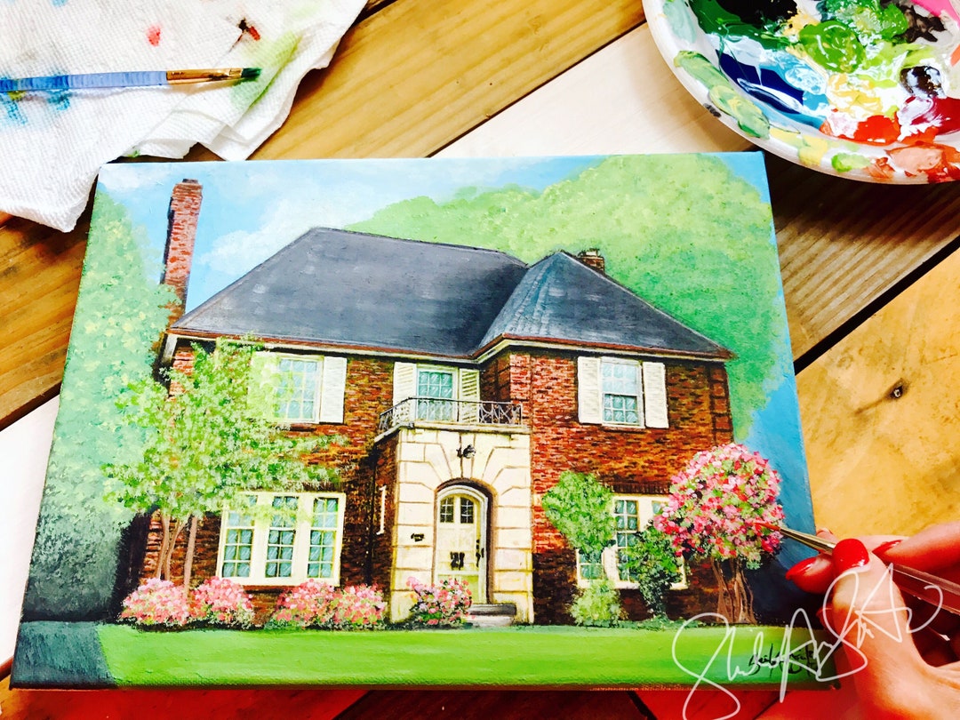 Custom Home Painting, House Portrait, Home Warming Gift, Closing Gift ...