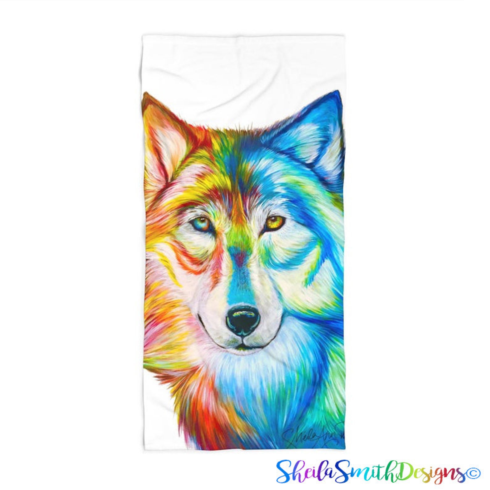 Wolf Beach Towel Colorful Wolf Pool Towel Wolf Towel Blue - Etsy
