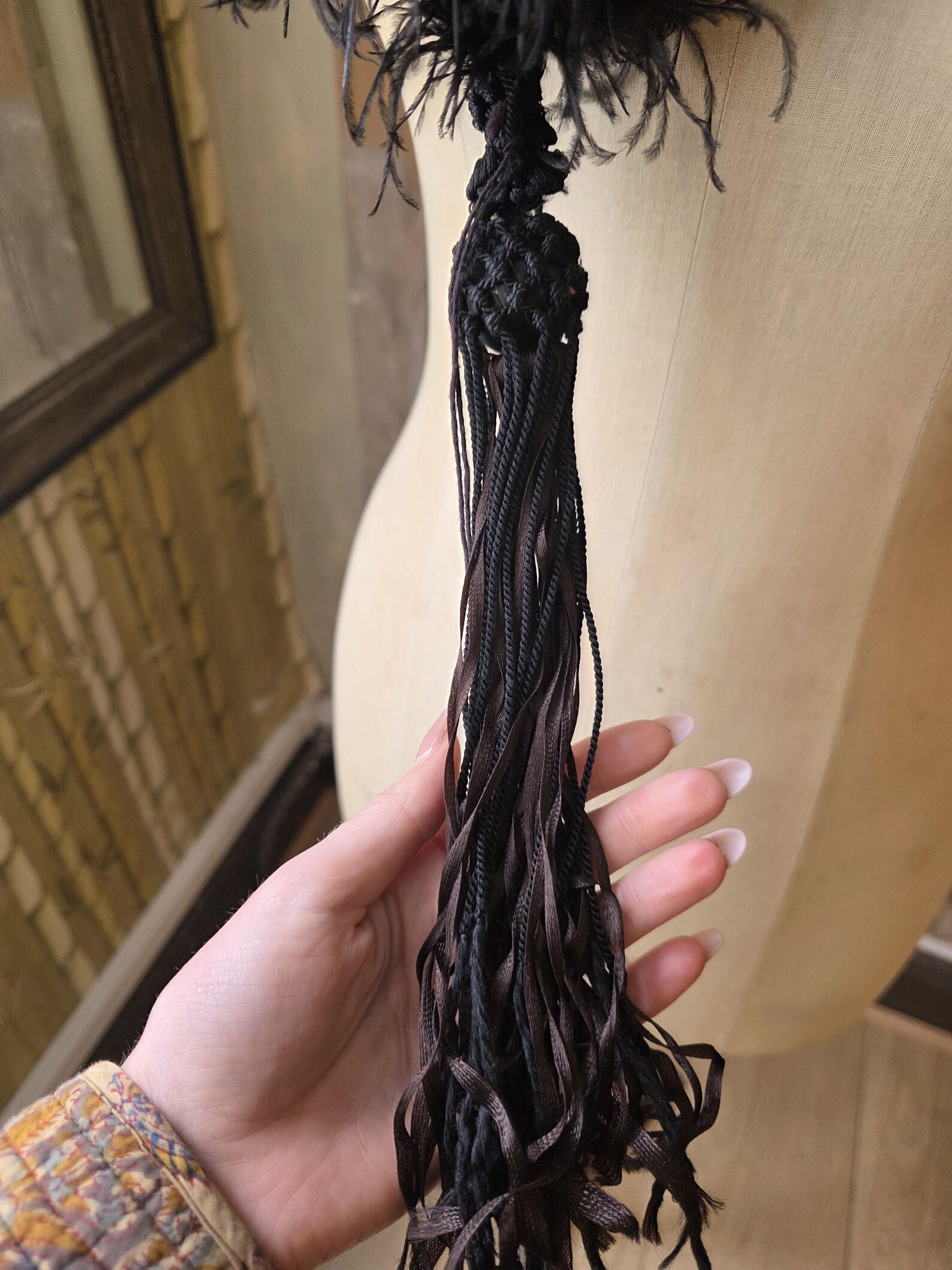 Vintage Early 1900s Black Ostrich Feather Boa Silk Tassels – Flapper ...