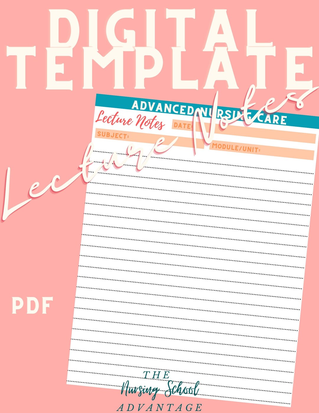 Digital Nursing School Note Template- Lecture Notes in Rainbow - Etsy