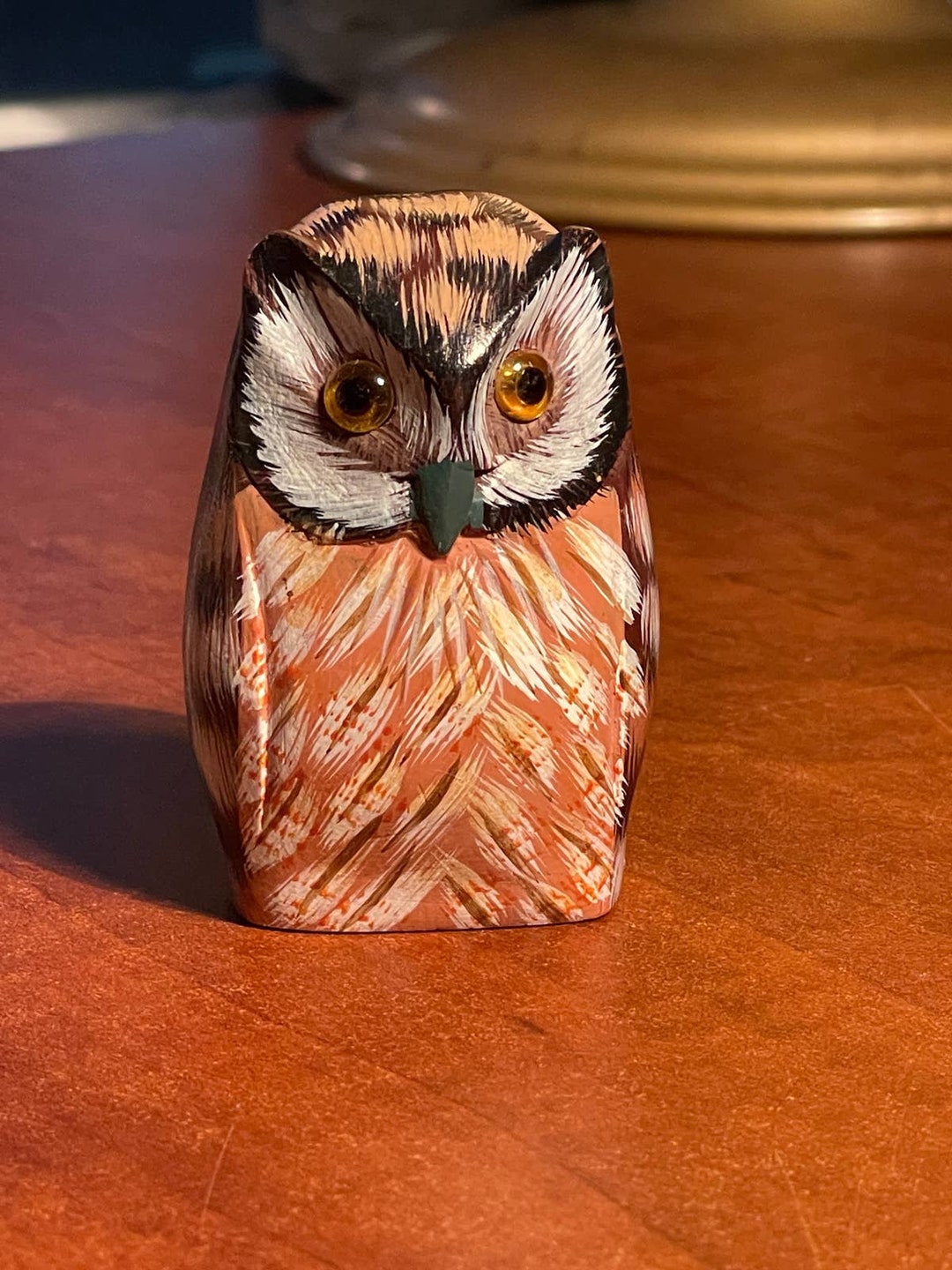 Vintage Carved and Hand Painted Wooden Owl 2 1/2 Inches - Etsy