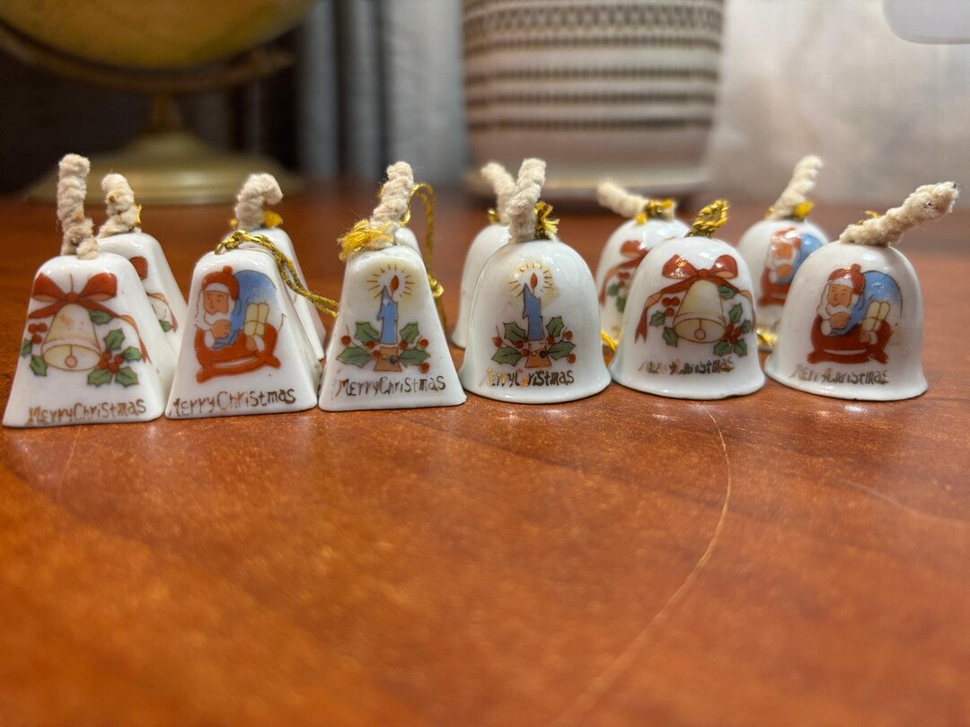 Set of 12 Vintage Ceramic Porcelain Bell Ornaments - Etsy