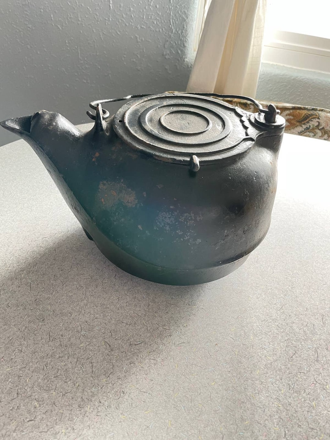 Vintage Large Black Cast Iron Kettle - Etsy