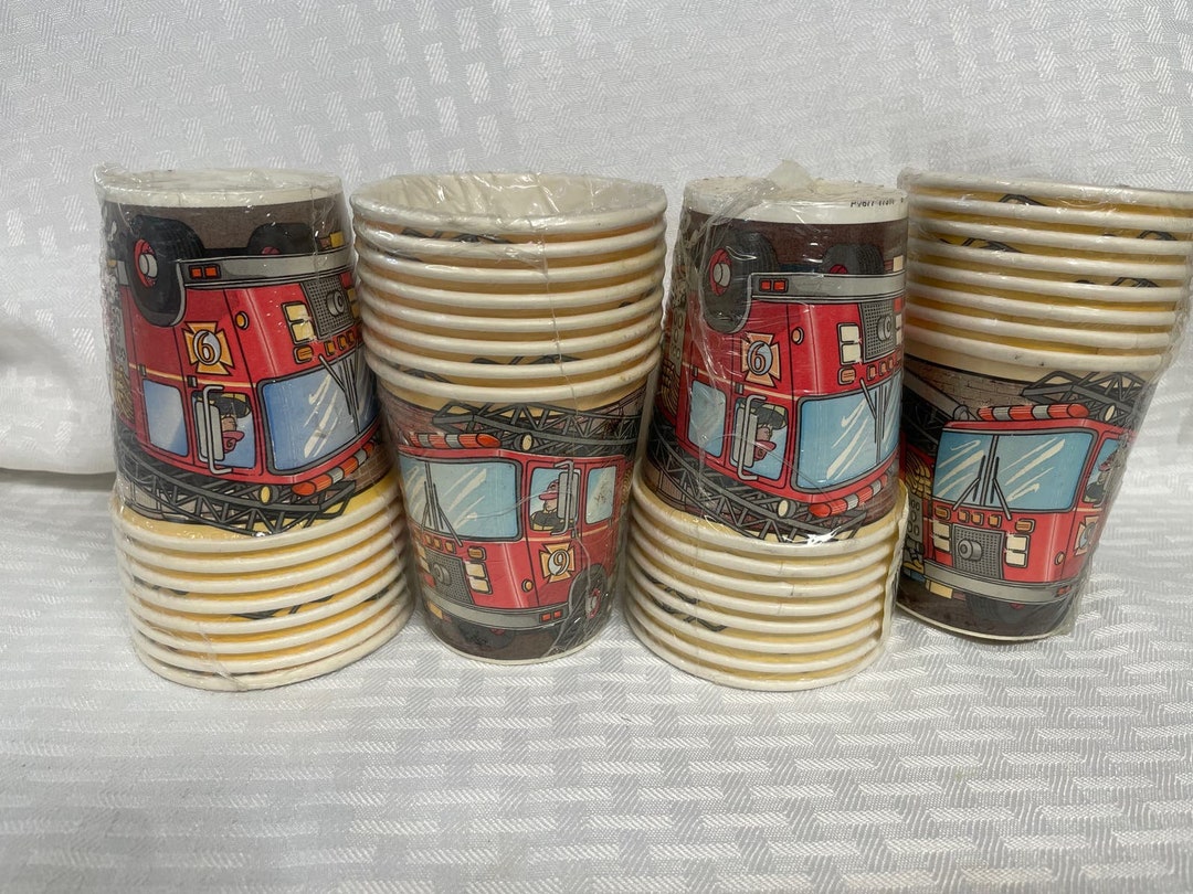 Vintage Fire Engine Party Paper Cups 4 Packs - Etsy
