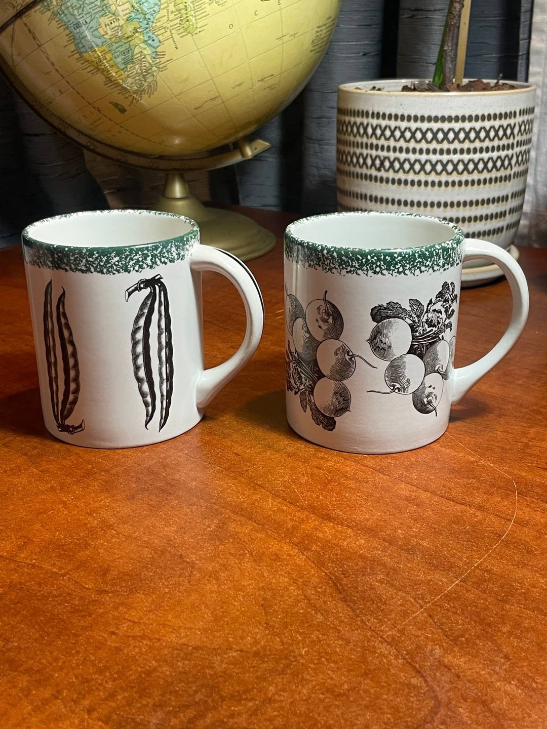 Pair of Green Vegetable Mugs Made in Portugal - Etsy