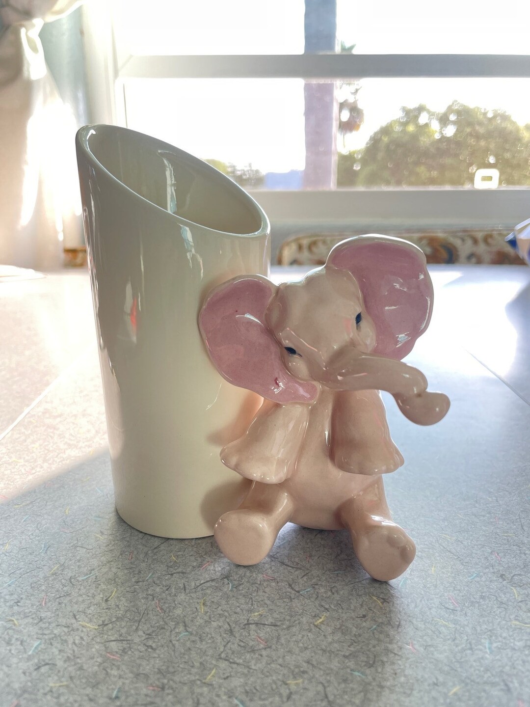 Vintage Kay Finch Pink Elephant Vase - Etsy