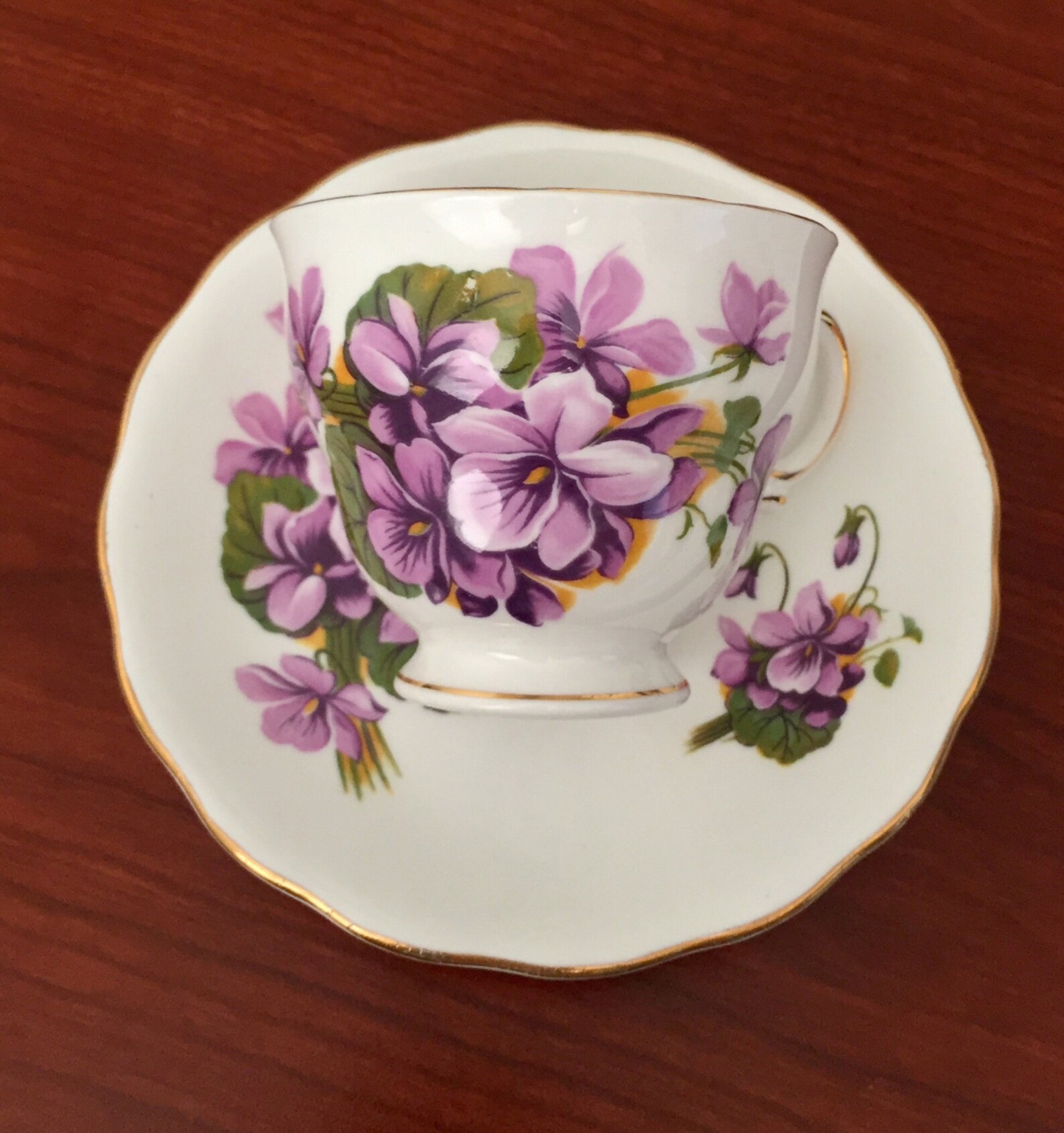 Vintage Royal Vale Violet Tea Cup and Saucer Set - Etsy