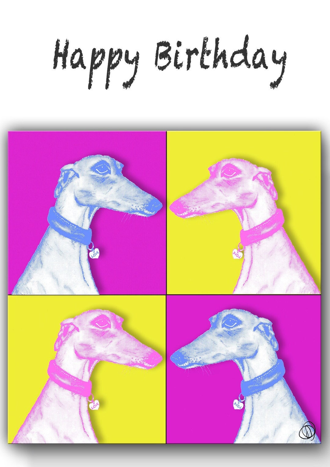 GREETINGS CARD Happy Birthday Greyhound Love - Etsy