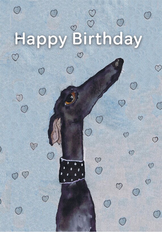 GREETINGS CARD Happy Birthday Greyhound | Etsy