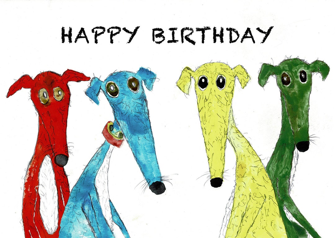 GREETINGS CARD - Happy Birthday - Greyhounds - Etsy