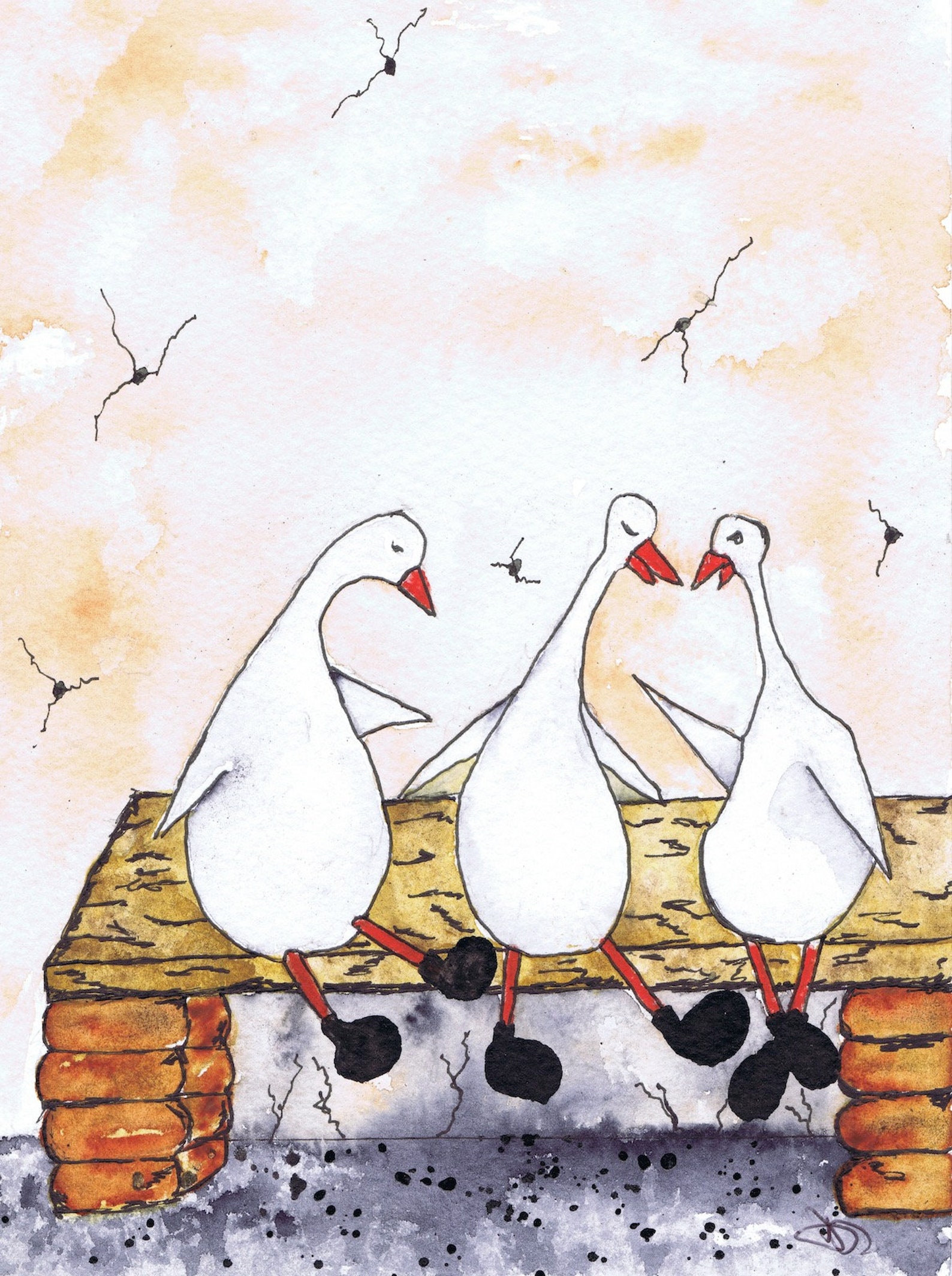 THREE DUCKS D311 ORIGINAL Watercolour Painting - Signed Ltd Ed Love - Etsy