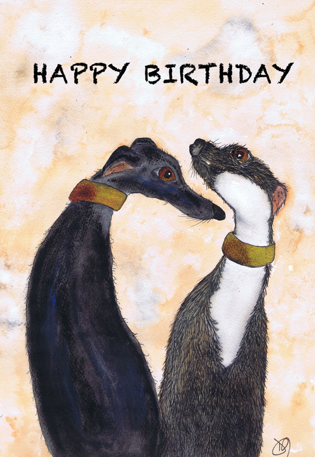 GREETINGS CARD -GREYHOUND - Happy Birthday - Etsy