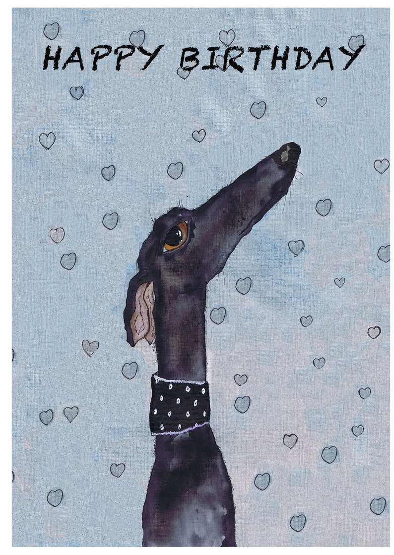 GREETINGS CARD - Happy Birthday - Greyhound - Etsy UK