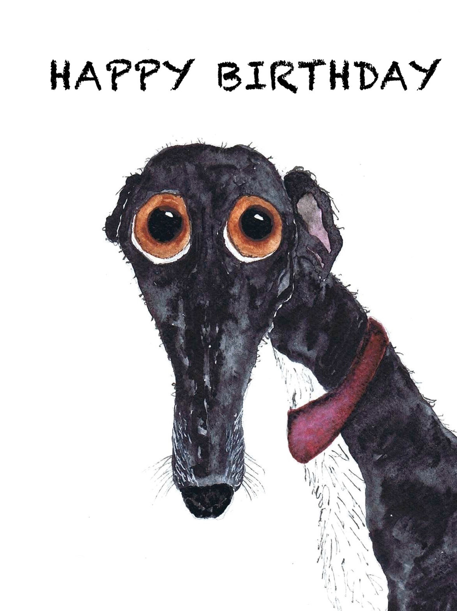 GREETINGS CARD Happy Birthday GREYHOUND Love - Etsy
