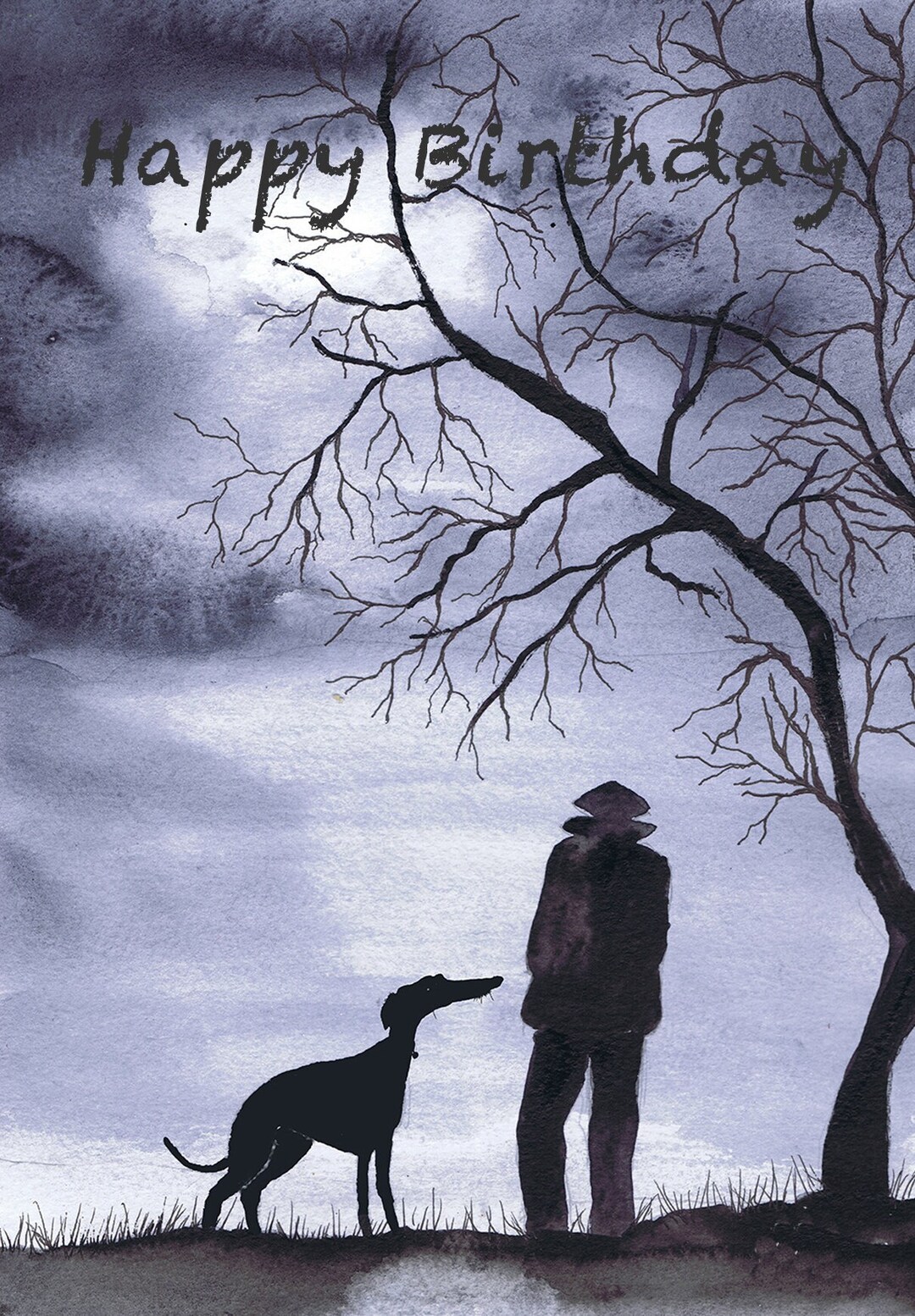 GREETINGS CARD - 'walking the Dog' -happy Birthday - Greyhound - Etsy