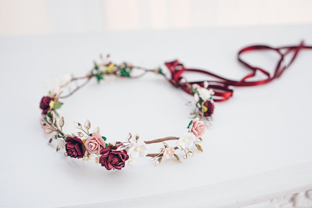 Boho Flower Crown. Bridal Headpiece, Hair Wreath, Fairy Crown, Wedding ...