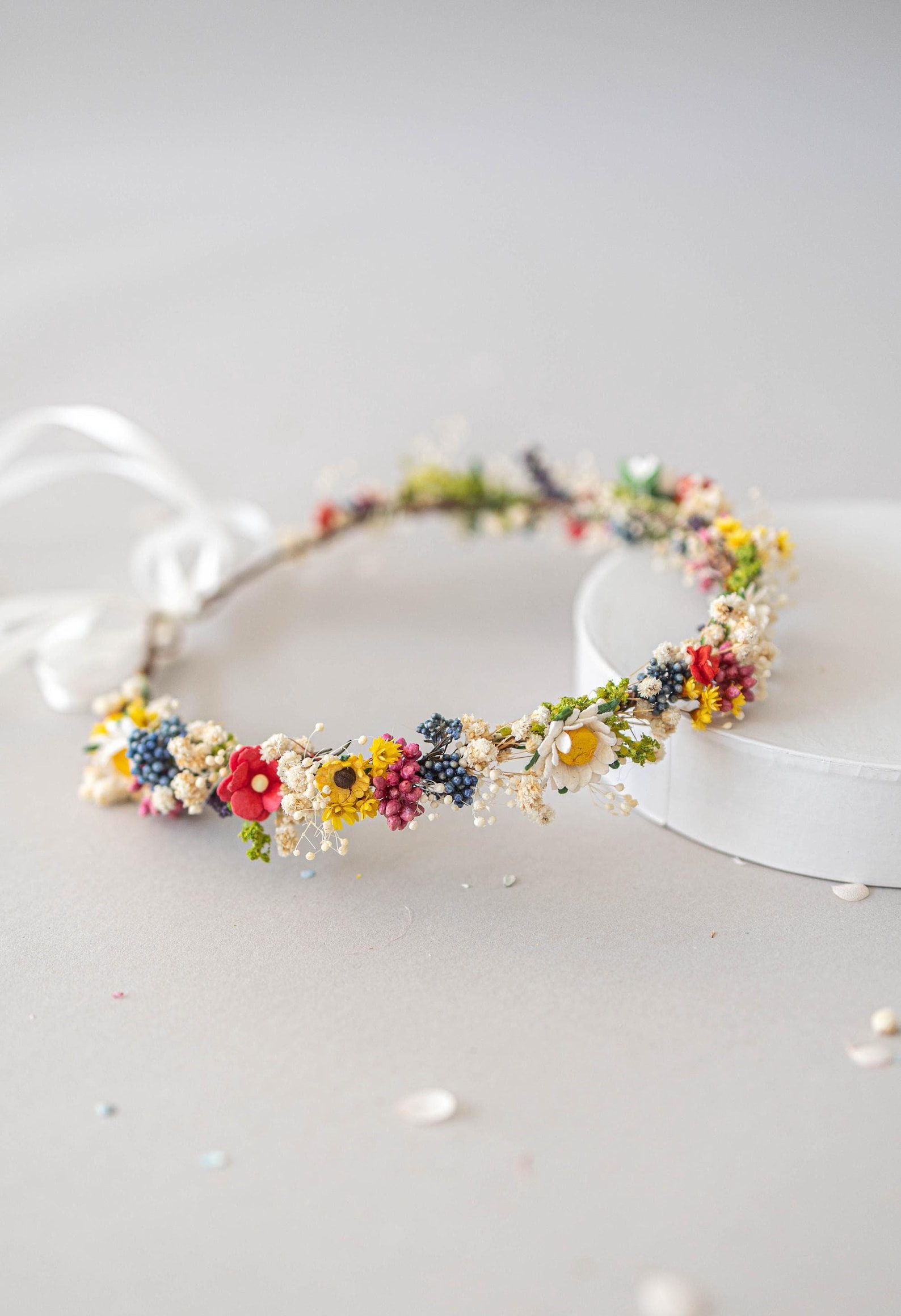 Colorful Flower Crown, Headpiece and Boutonniere With Dried Flowers ...